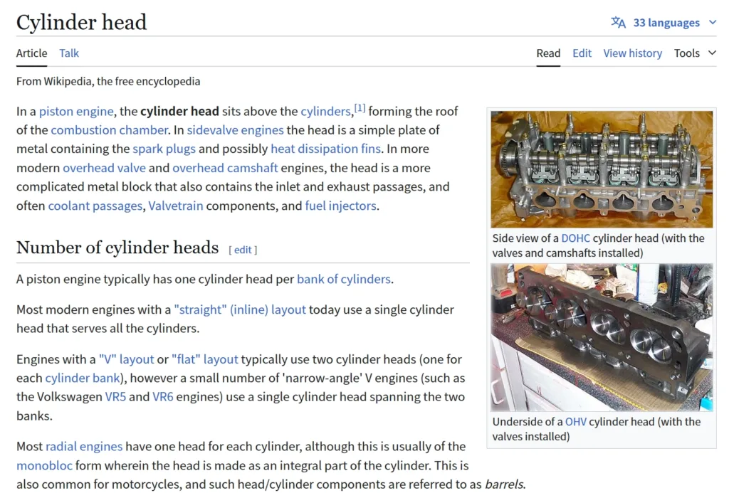 Key Components of Diesel Engine with Direct Access to Wikipedia Pages ...